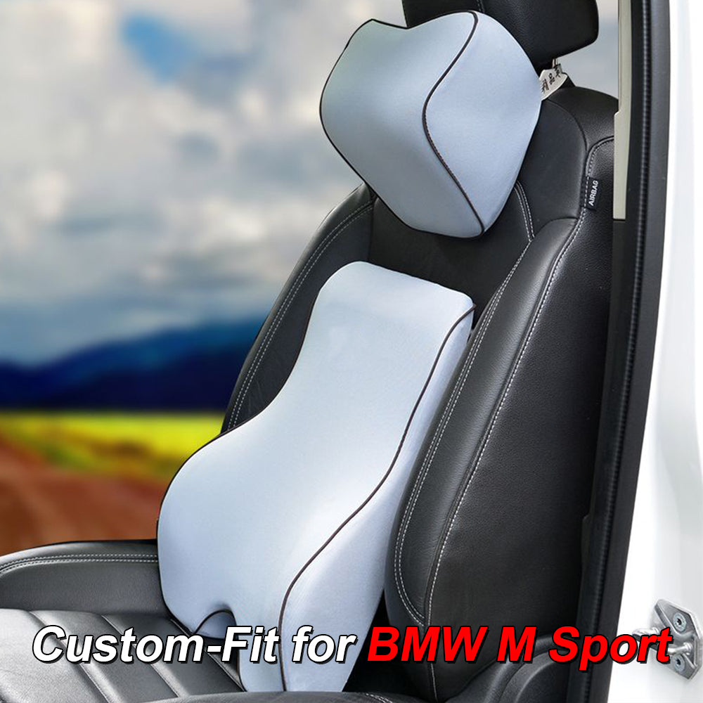 Lumbar Support Cushion for Car and Headrest Neck Pillow Kit, Custom-Fit ...