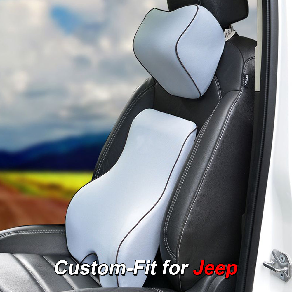 Lumbar Support Cushion for Car and Headrest Neck Pillow Kit, Custom-Fit ...