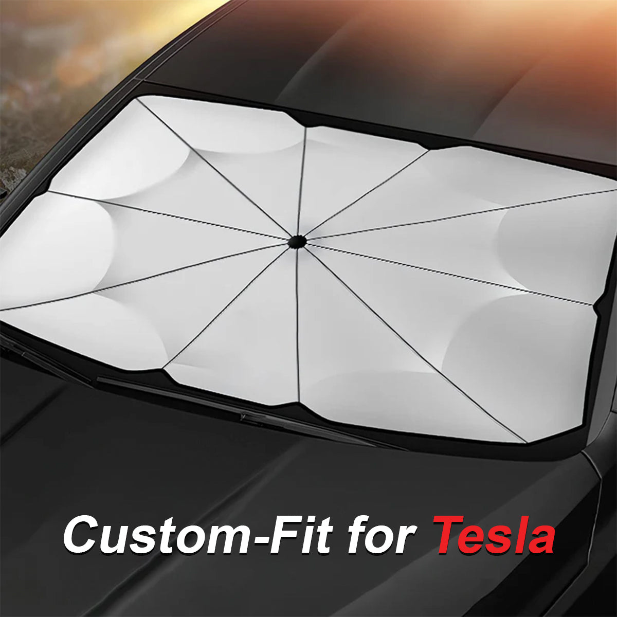 Custom Fit Tesla Windshield Sun Shade | Foldable & UV Protection