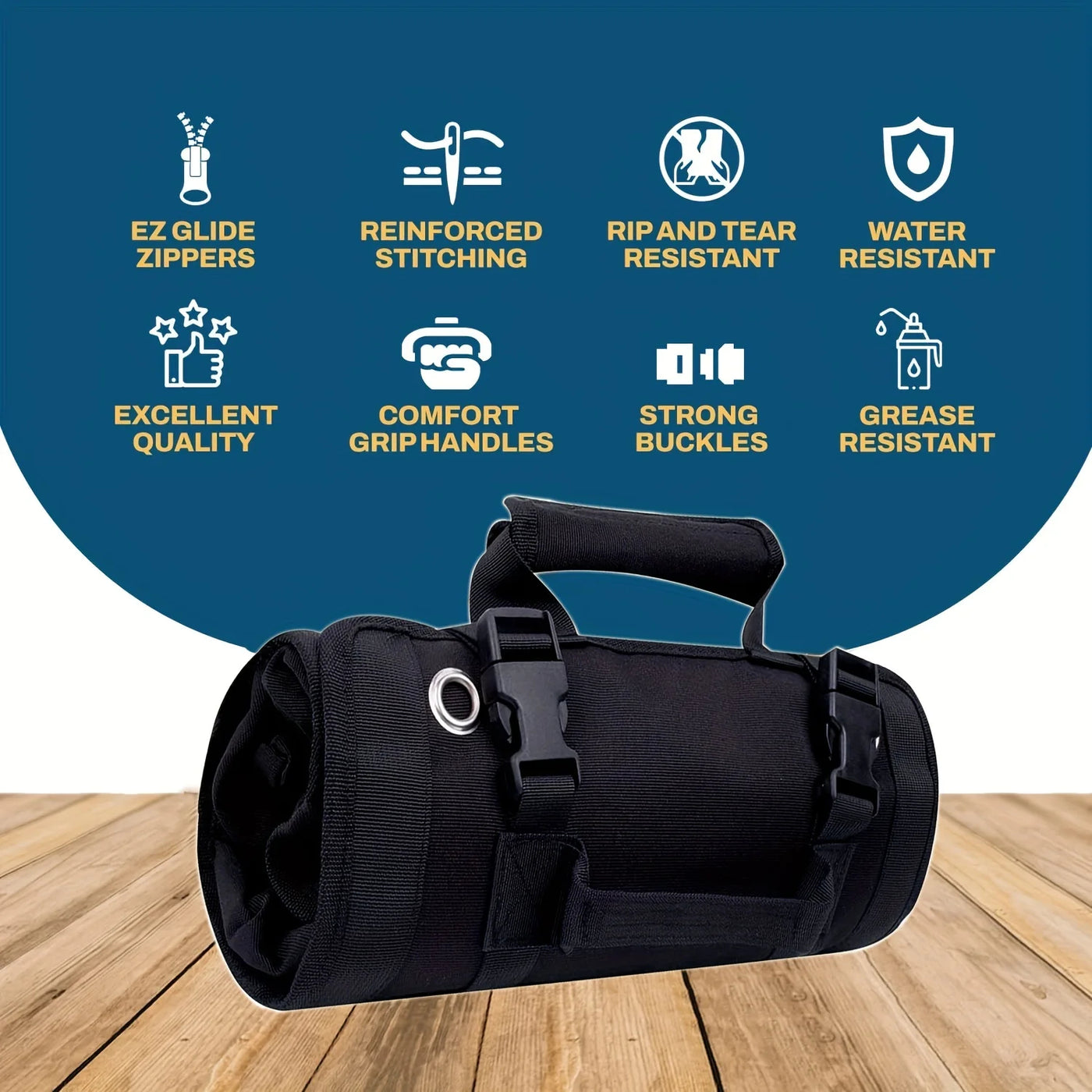 Heavy Duty Roll-Up Tool Bag Organizer: Small Tool Bag with Detachable ...