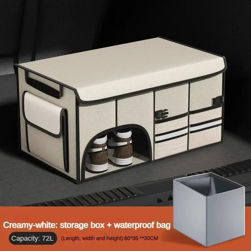 Foldable Car Trunk Organizer - Multi-Compartment Anti-Slip Storage Box ...