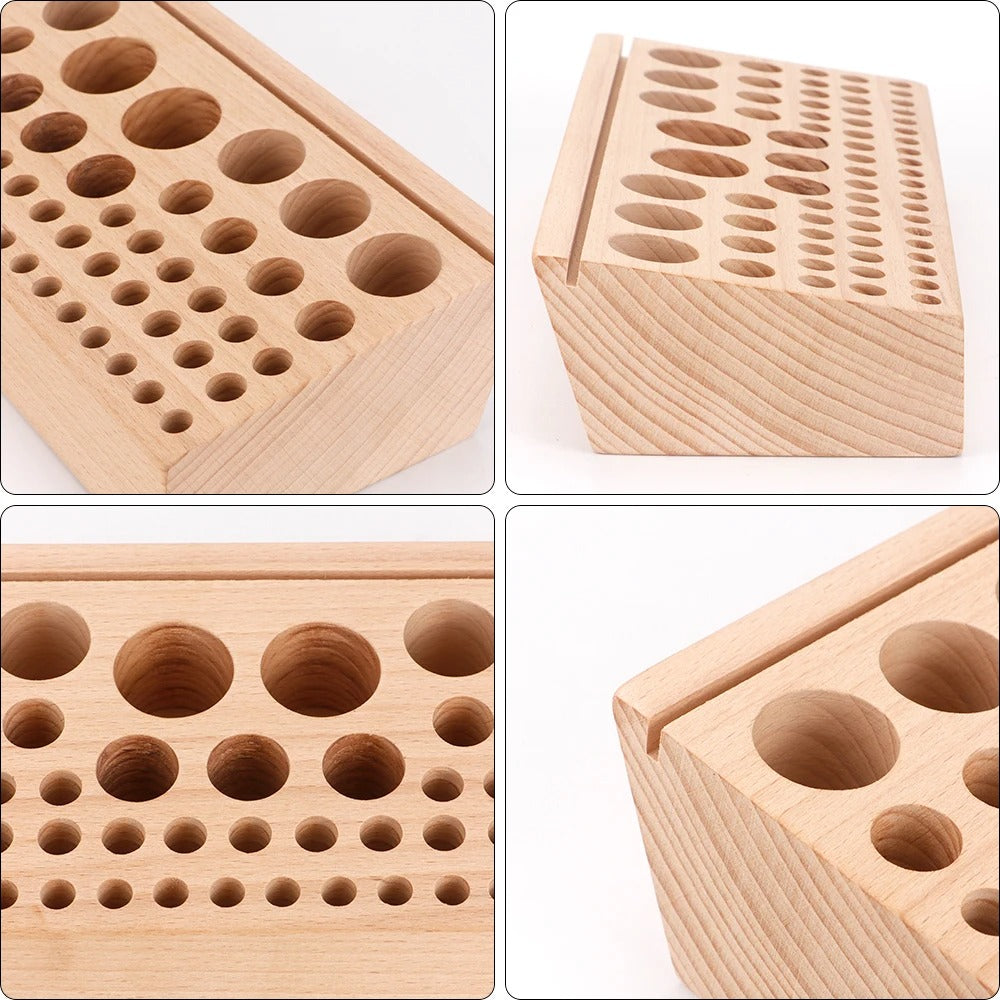 68-Hole Wooden Leather Craft Tool Holder – Professional Organizer for