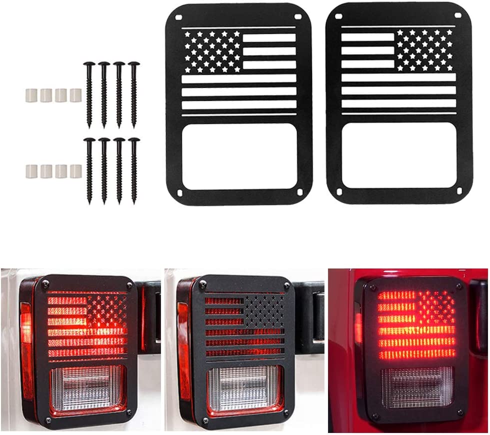 USA Flag Jeep Light Covers | Protectors for 2007-2018 Wrangler JK