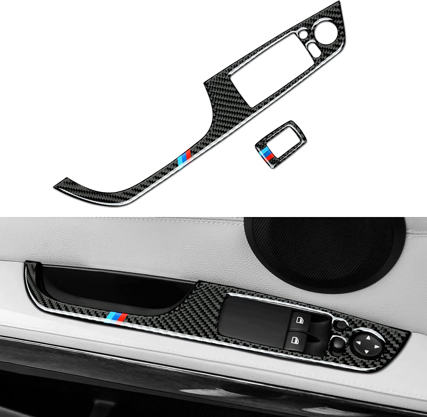 BMW E92/E93 Carbon Fiber Window Lift Switch Sticker - Custom Fits!