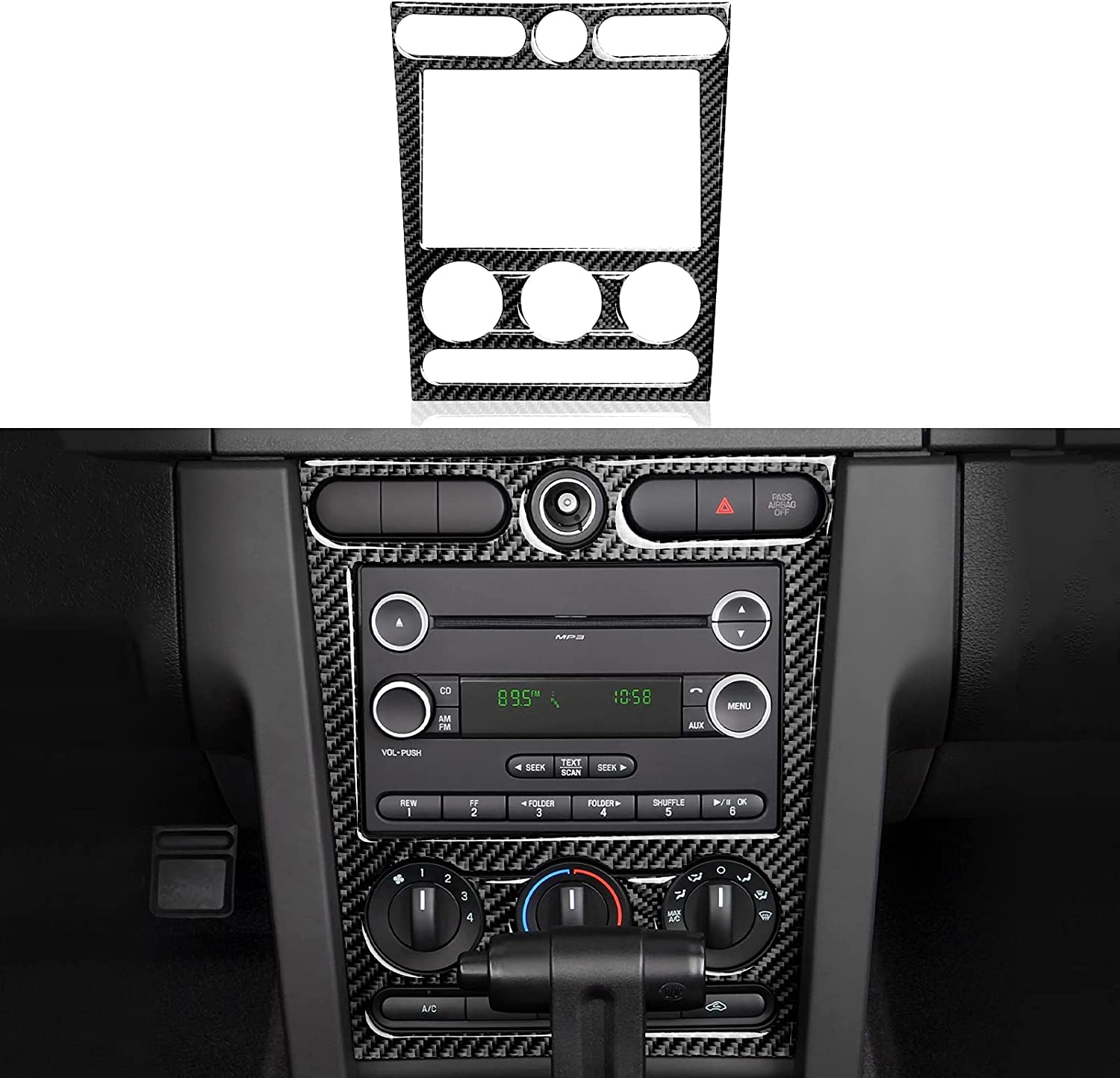 Carbon Fiber CD Panel Sticker for Ford Mustang GT (2005-2009)